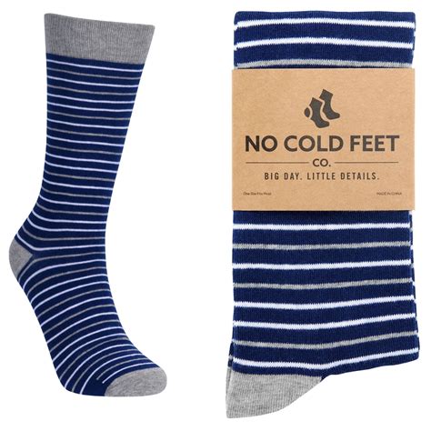 No Cold Feet Fun Colorful Novelty Dress Socks For Men Navy White And