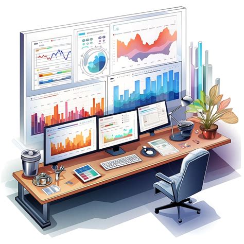 Premium Ai Image Watercolor Data Analyst Room With Data Visualization