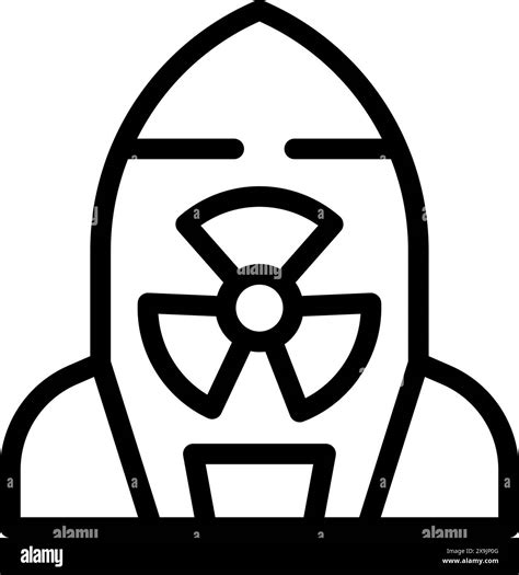 Cartoon Nuclear Rocket Icon In Black And White Line Drawing Style