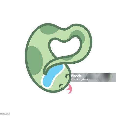 Orm Tecknad Figur Söt Isolerad På Vit Bakgrund Vackra Orm Serie Figurer