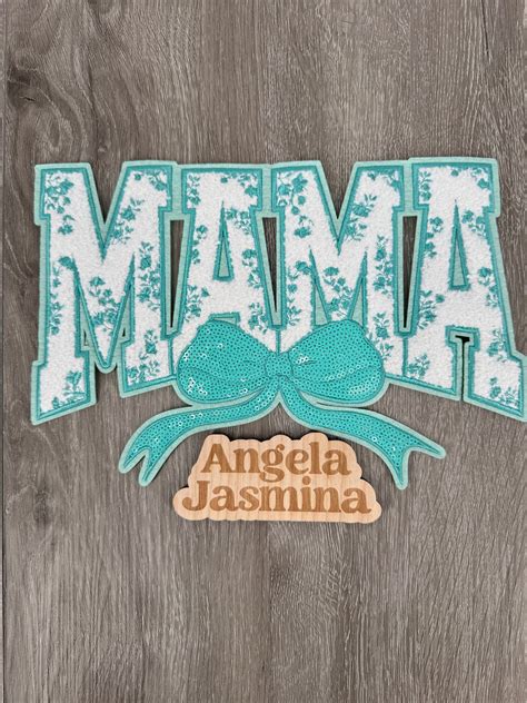 Aqua Mama Floral Bow Sequins And Chenille Patch Angela Jasmina