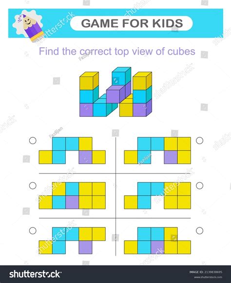 Find Correct Top Cubes Logic Game Stock Vector Royalty Free