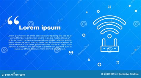 White Line Router And Wi Fi Signal Icon Isolated On Blue Background Wireless Ethernet Modem