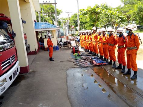 ကဝမြို့၌ လူမှုကယ်ဆယ်ရေးအတွက်လေ့ကျင့်မှုများ မြို့နယ်မီးသတ်ဦးစီးဌာနတွင