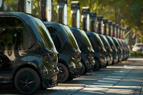 Selfdriving Electric Vehicle Fleet Premium Ai Generated Image