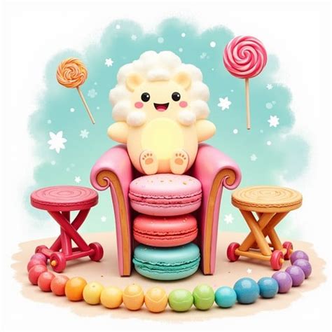Free Sweet Candy Throne Image Kawaii Sheep Macarons Download At