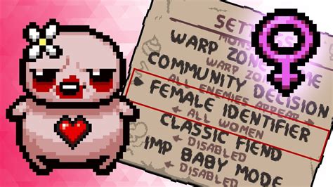 The Secret Woman Mode Option The Binding Of Isaac Fiend Folio Youtube