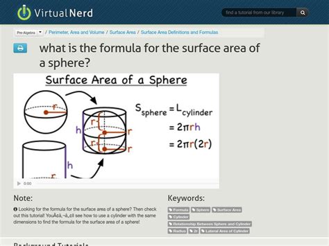 Virtual Nerd What Is The Formula For The Surface Area Of A Sphere