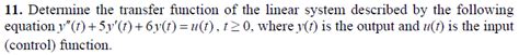 Solved Determine The Transfer Function Of The Linear System