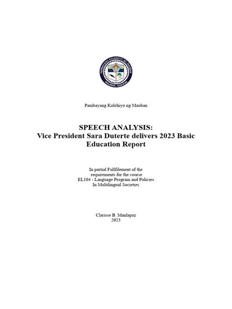 Manlapaz Speech Analysis Pdf