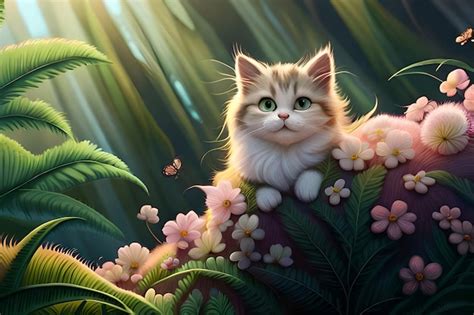 Premium Ai Image Cat In The Jungle Wallpapers And Images