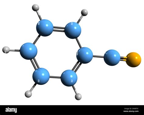 3d Image Of Benzonitrile Skeletal Formula Molecular Chemical