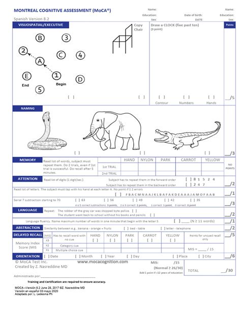 Back Translation Moca Test 8 2 Versión Mexicana Pdf Mental Processes Neuroscience