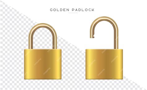 Premium Vector Golden Padlock In Open And Closed Position Metallic