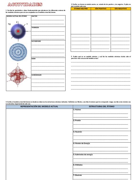 Actividades Sobre Modelos Atómicos Pdf