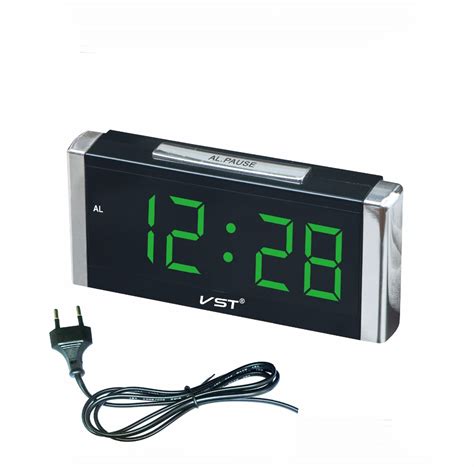 Vst Rectangular Cube Digital Alarm Clock With Eu Plug Large Digital Led
