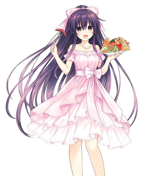 Tsunako Yatogami Tohka Date A Live Highres Official Art 1girl D Bow Collarbone Dress