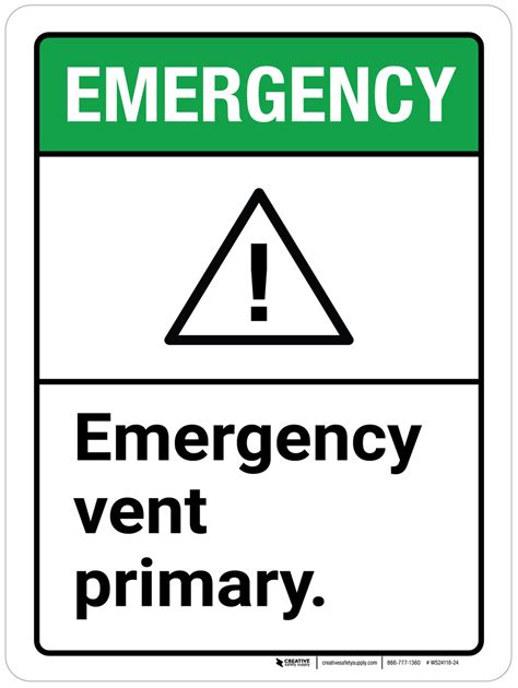 Emergency Emergency Vent Primary Ansi Portrait Wall Sign
