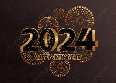2024黑金煙花綻放跨年夜新年節日背景 2024 新年 節日背景圖片和桌布免費下載