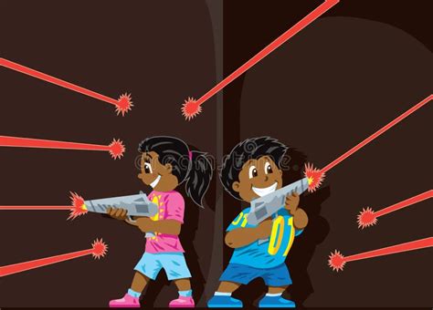 Crianças Bonitos Da Etiqueta Do Laser Ilustração Do Vetor Ilustração