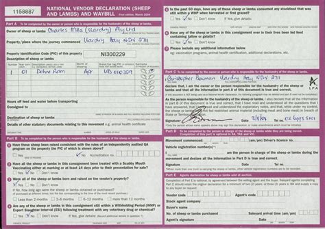 National Vendor Declaration Sheep And Lambs And Waybill 2004 National Vendor De Ehive