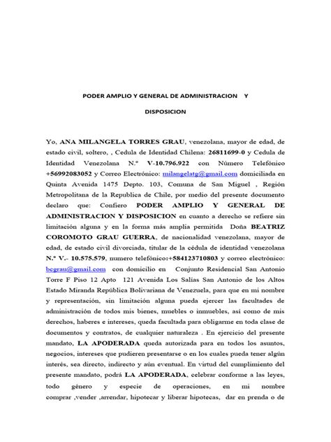 Poder General Torres Grau Pdf Cheque Documento De Identidad