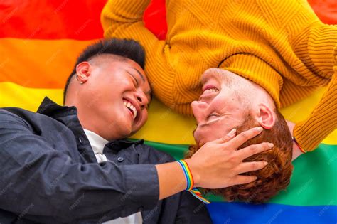 Premium Photo Beautiful Gay Couple Being Romantic At Home Over