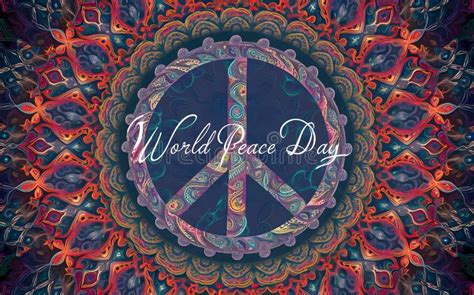 Template With A Detailed Mandala Design Centered Around A Peace Symbol