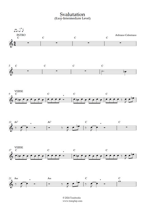 Svalutation Easyintermediate Level Alto Sax Adriano Celentano