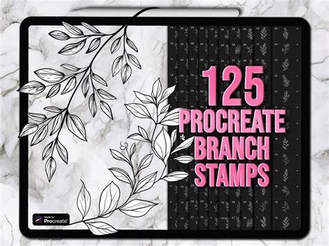 Branch Procreate Stamps Leaves Procreate Tattoo Stamps Procreate Branch