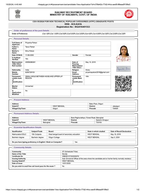 Rrb Kolkata Ntpc Graduate Application Pdf