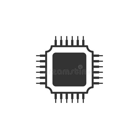 Cpu For Computer And Smartphone Icon In Flat Style Processor Chipset