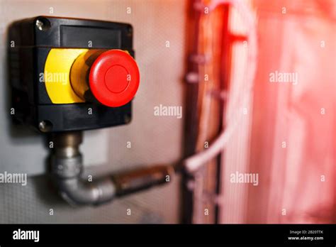 Big Red Emergency Button Or Stop Button For Manual Pressing Stop