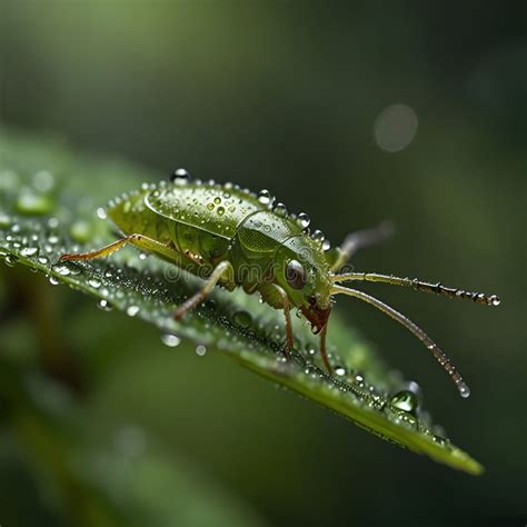 The Tiny World Of Aphid Macro And Micro Photography With Dew Stock Illustration Illustration