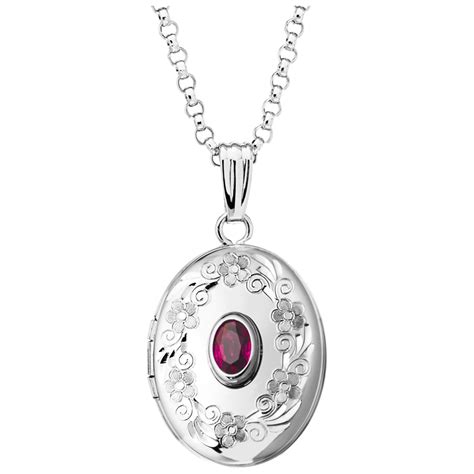 Ruby Sterling Silver Locket With Chain The Fossil Cartel