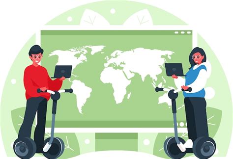 Premium Vector Remote Work Concept Male And Female Programmers Rides