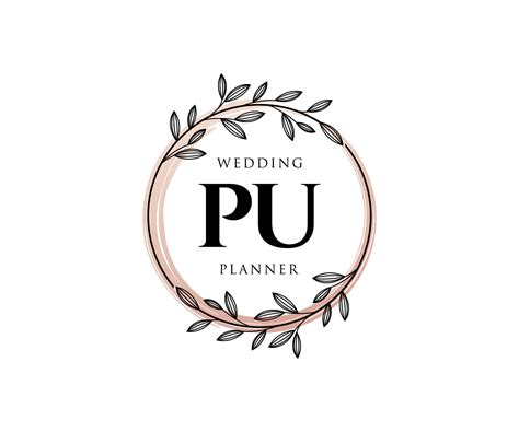 Pu Initials Letter Wedding Monogram Logos Collection Hand Drawn Modern Minimalistic And Floral