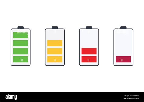 Set Of Colorful Batteries With Different Power Indicators Stock Vector