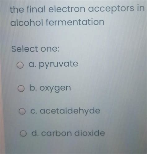 Solved The Final Electron Acceptors In Alcohol Fermentation