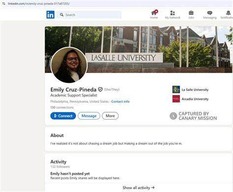 Emily Cruz Pineda Canary Mission
