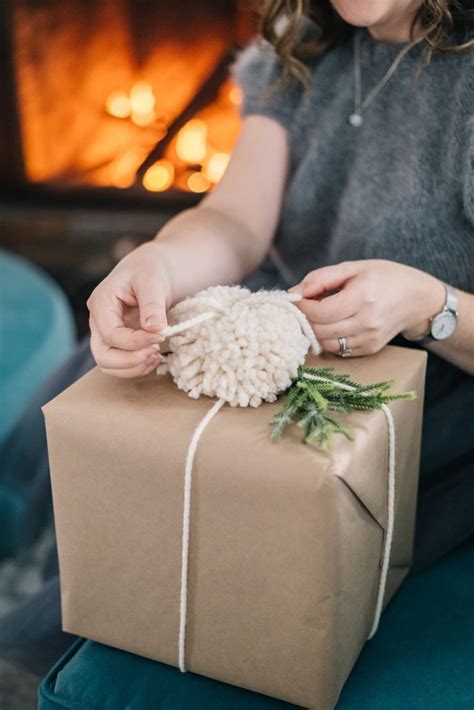 Brown Paper And Pom Pom T Wrapping Ideas Cozy Diy Home