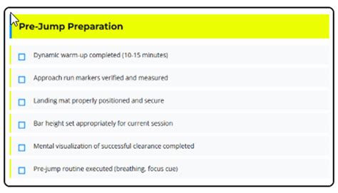Free Bar Clearance Checklist For High Jumpers Coachotto Training