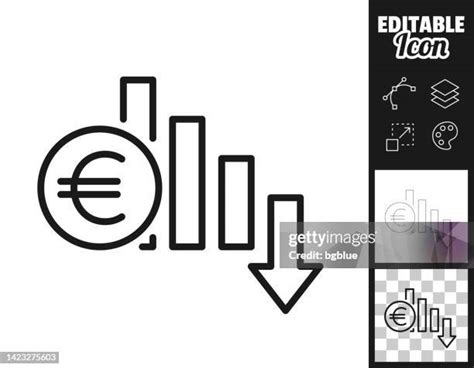 Euro Rate Decrease Icon For Design Easily Editable High Res Vector