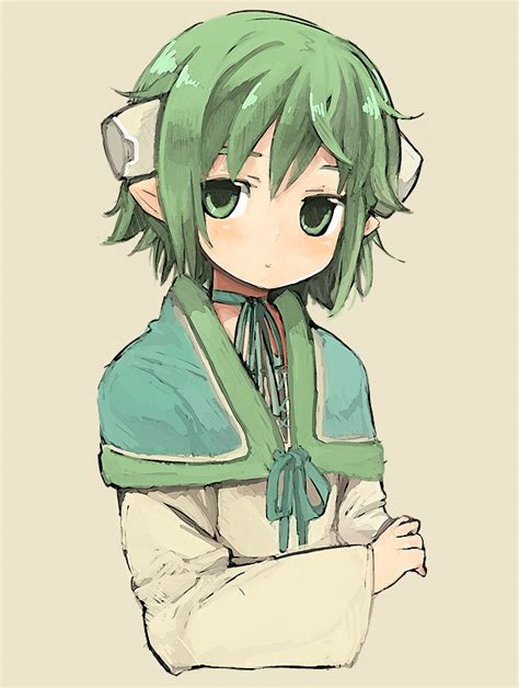 Safebooru Androgynous Bad Id Dadami Green Eyes Green Hair Horns Male