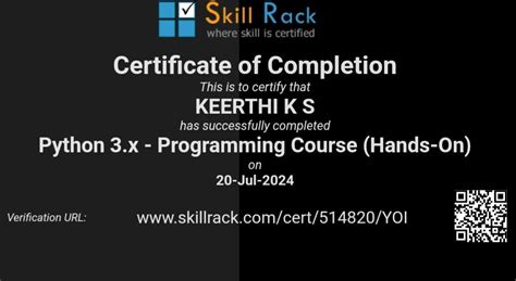 Keerthi Ks On Linkedin Python Certification Skillrack Programming Softwaredevelopment