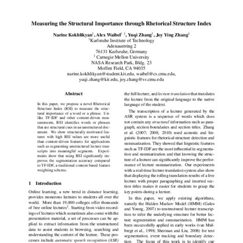 Measuring The Structural Importance Through Rhetorical Structure Index