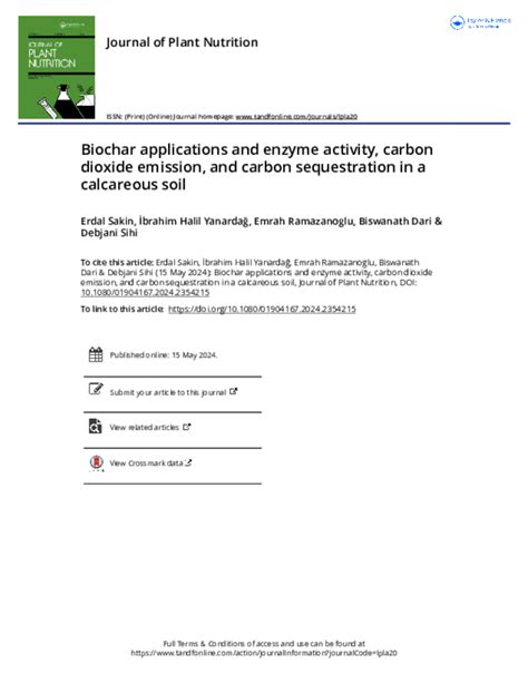 Pdf Biochar Applications And Enzyme Activity Carbon Dioxide Emission And Carbon