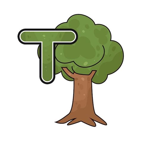 Letter T For Tree Premium Vector