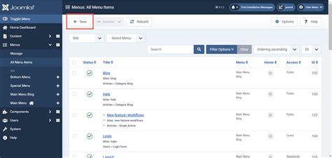 How To Add And Remove Menu Items In Joomla 40 Inmotion Hosting