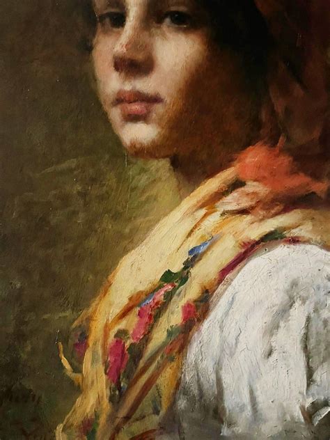 Proantic Female Portrait Entitled “gitane” By Edmond Jean De Pury